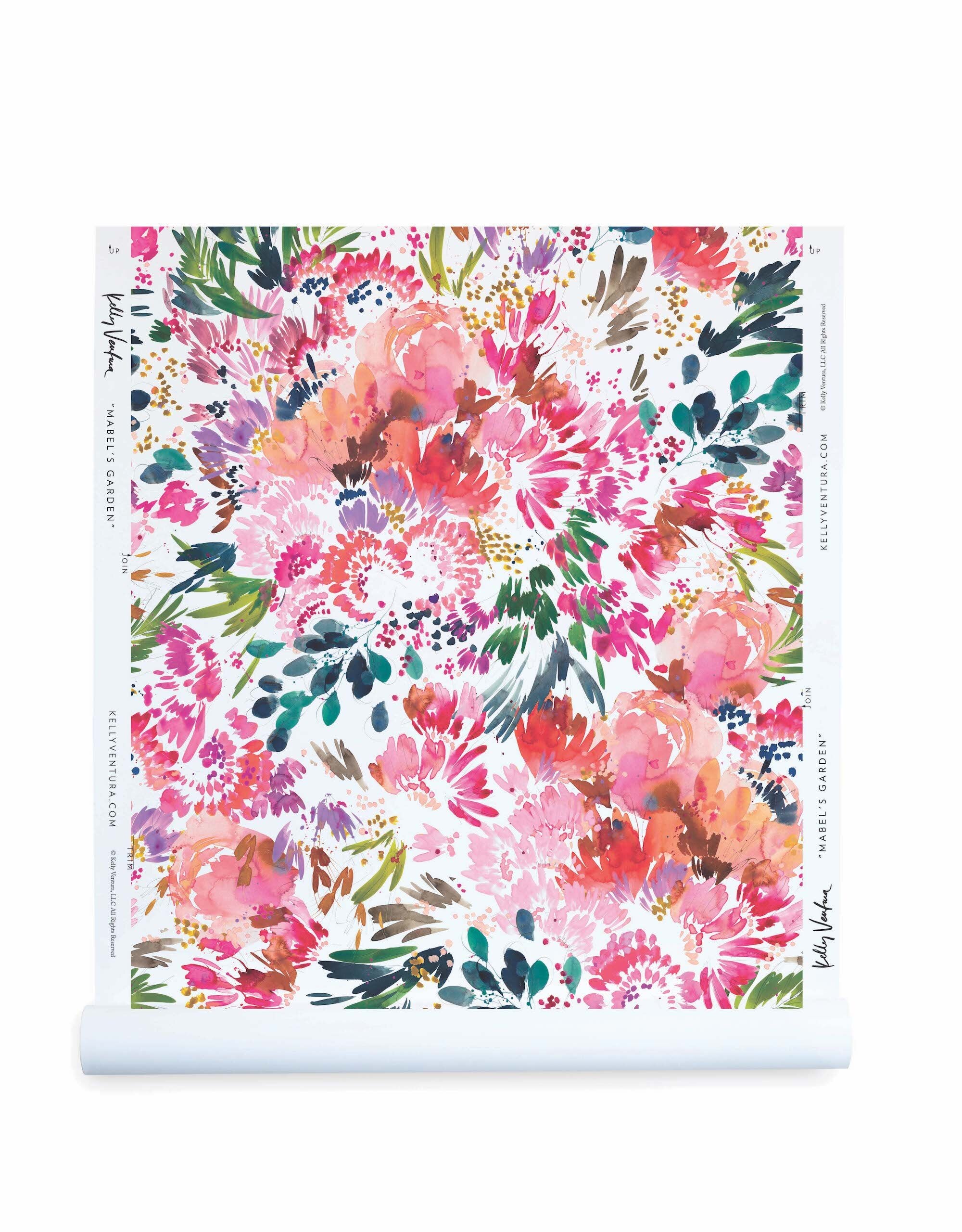 Mabel's Garden Wallpaper in Pink – Kelly Ventura Design