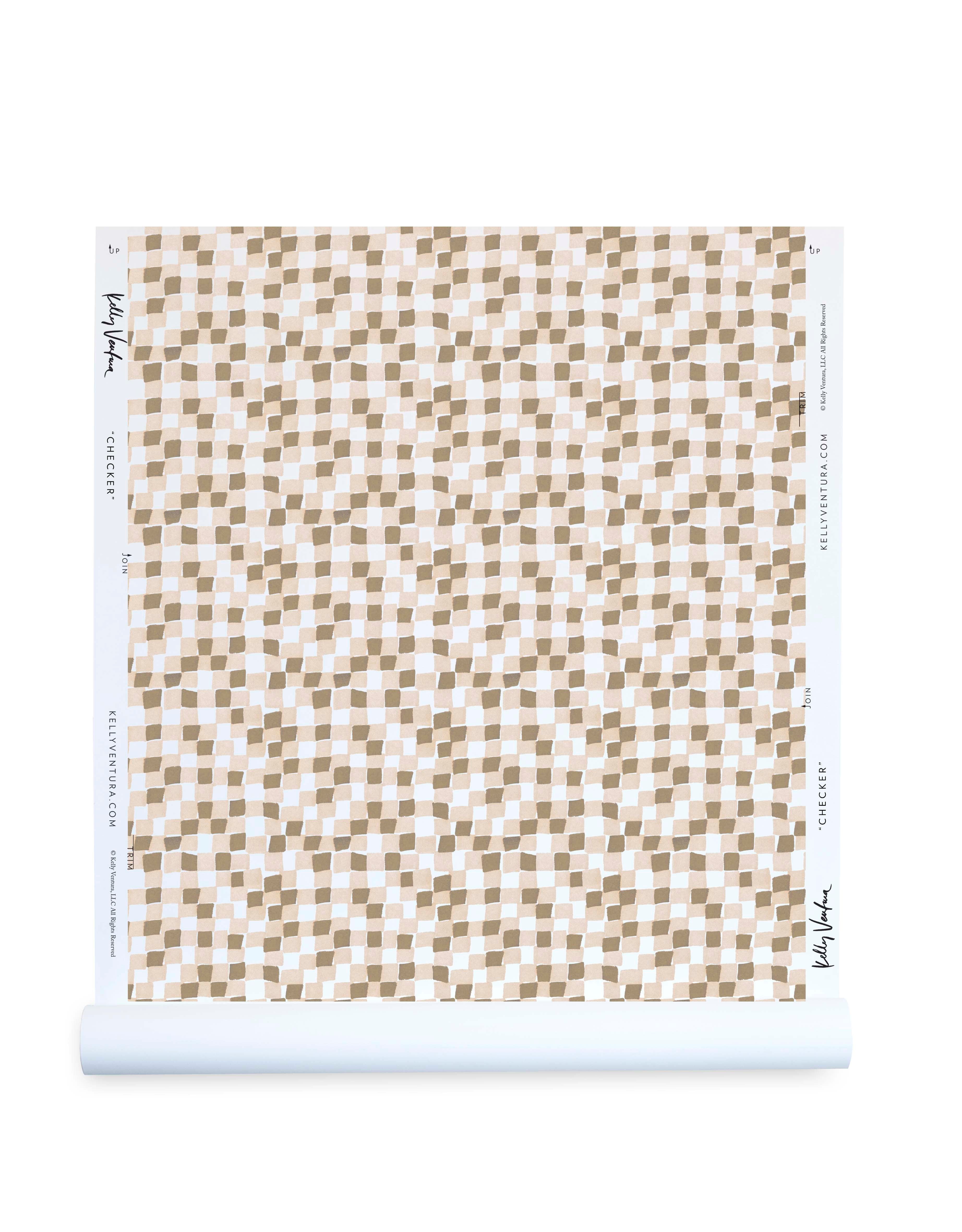 Checker Wallpaper in Shell – Kelly Ventura Design