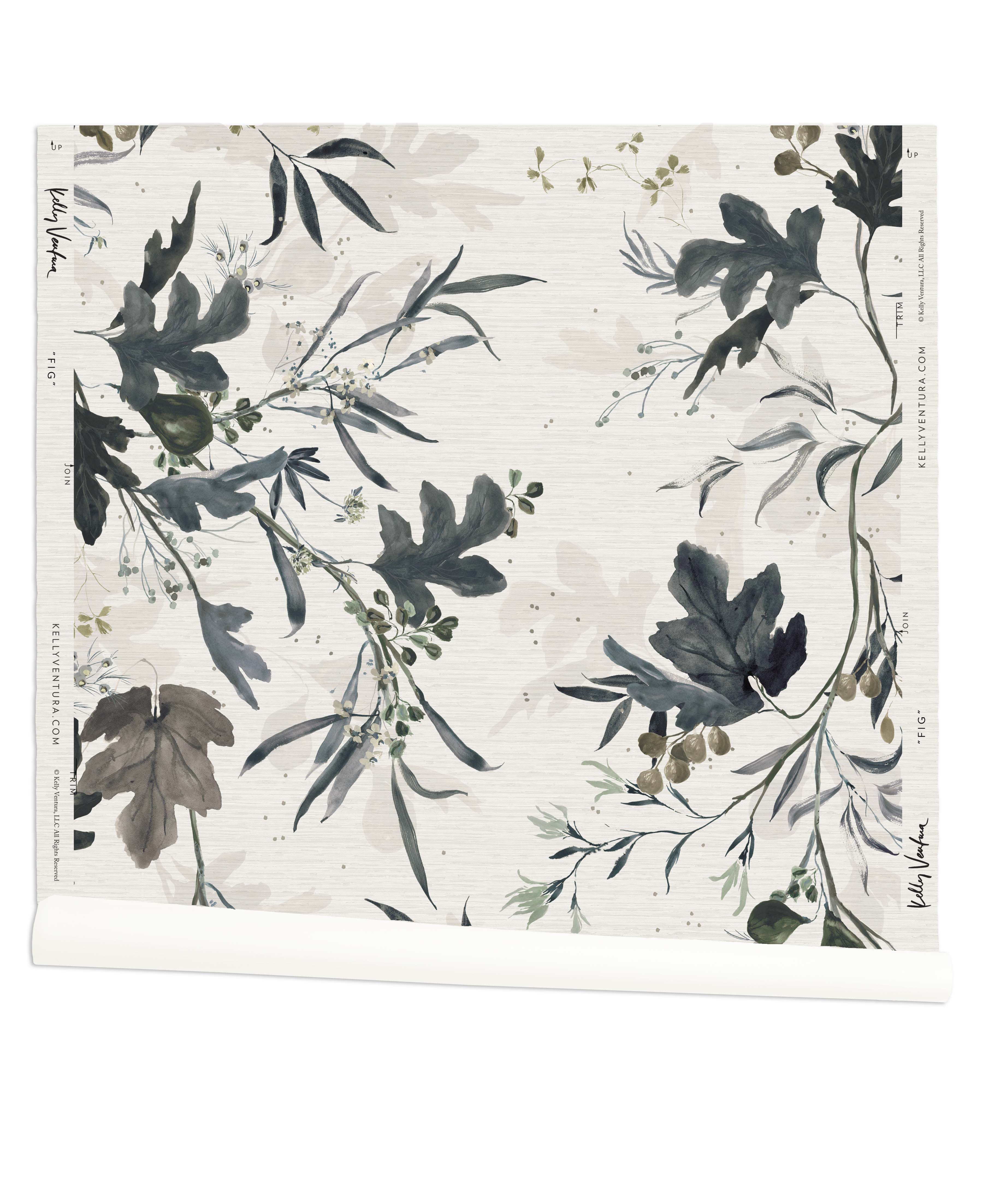 Fig Wallpaper in Indigo on Grasscloth – Kelly Ventura Design